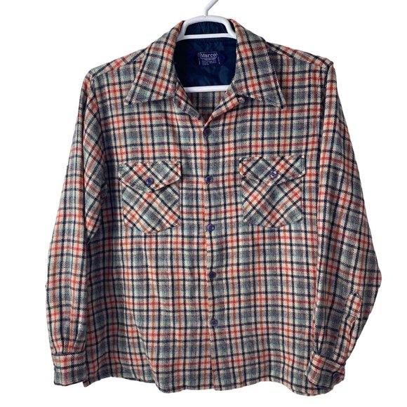 Vintage | Shirts | Vintage 7s Wool Flannel Plaid Button Up Marco By ...